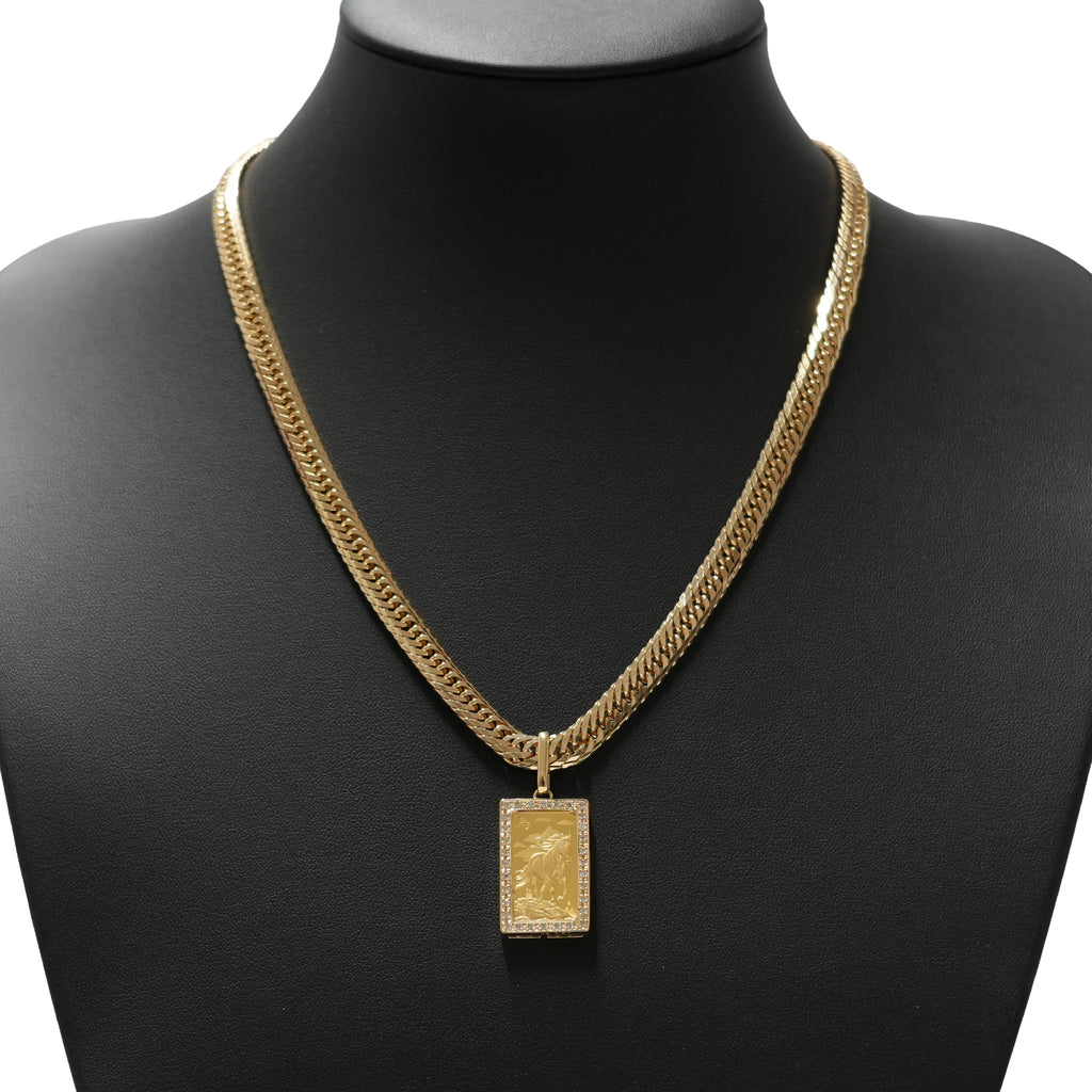 ペンダントトップ K24 PAMPホース インゴット 5g K18 枠付 ダイヤ付 (Type-DM)